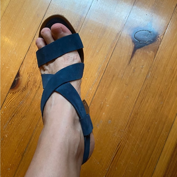 Franco Sarto | Shoes | Franco Sarto Blue Suede 3 Inch Stacked Heel ...